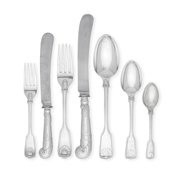 Bonhams : A Victorian silver Fiddle, Thread and Shell pattern flatware ...