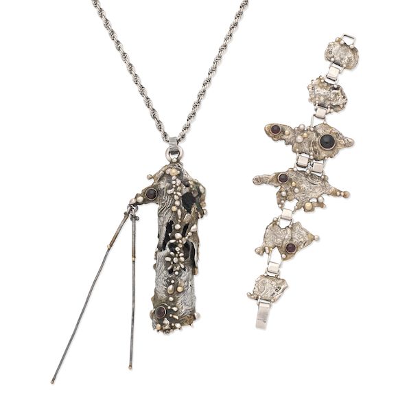 Bonhams : MICHAEL ALLEN BOLTON: SILVER AND GEMSET BRACELET AND PENDANT ...