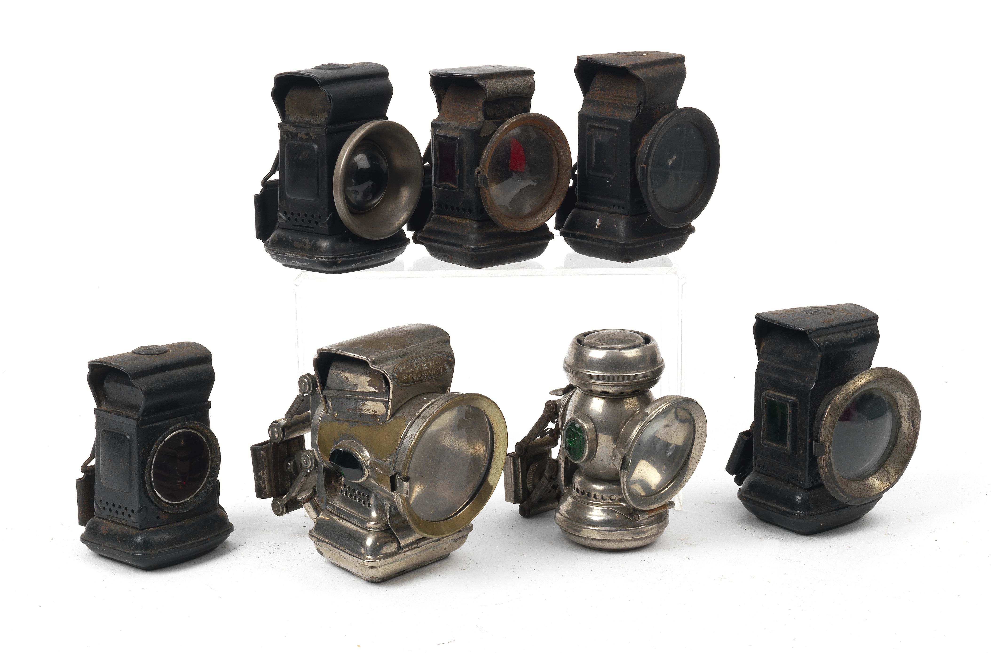 Bonhams Cars : Seven oil-illuminated early cycle lamps, ((7))