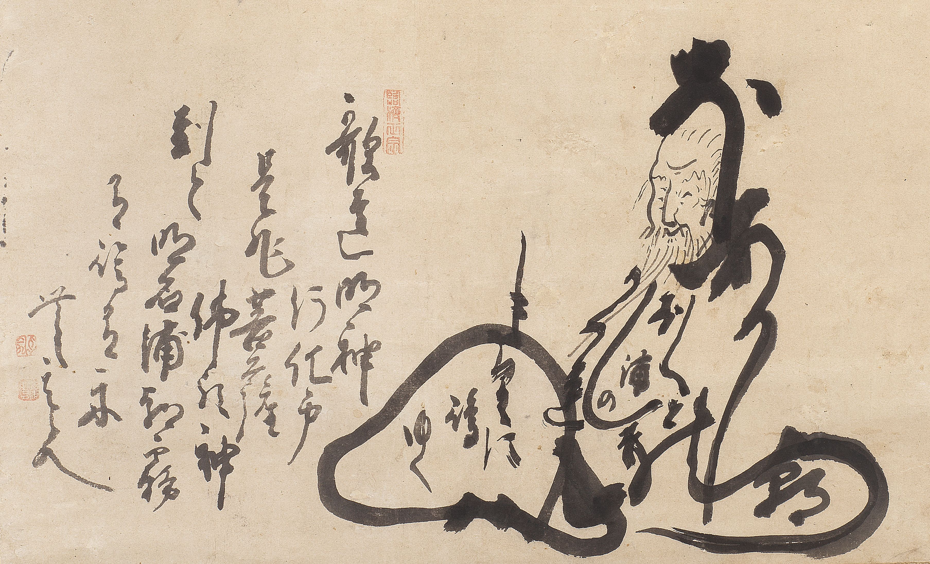 Bonhams : HAKUIN EKAKU (1685-1768) The Poet Hitomaro Edo period (1615 ...