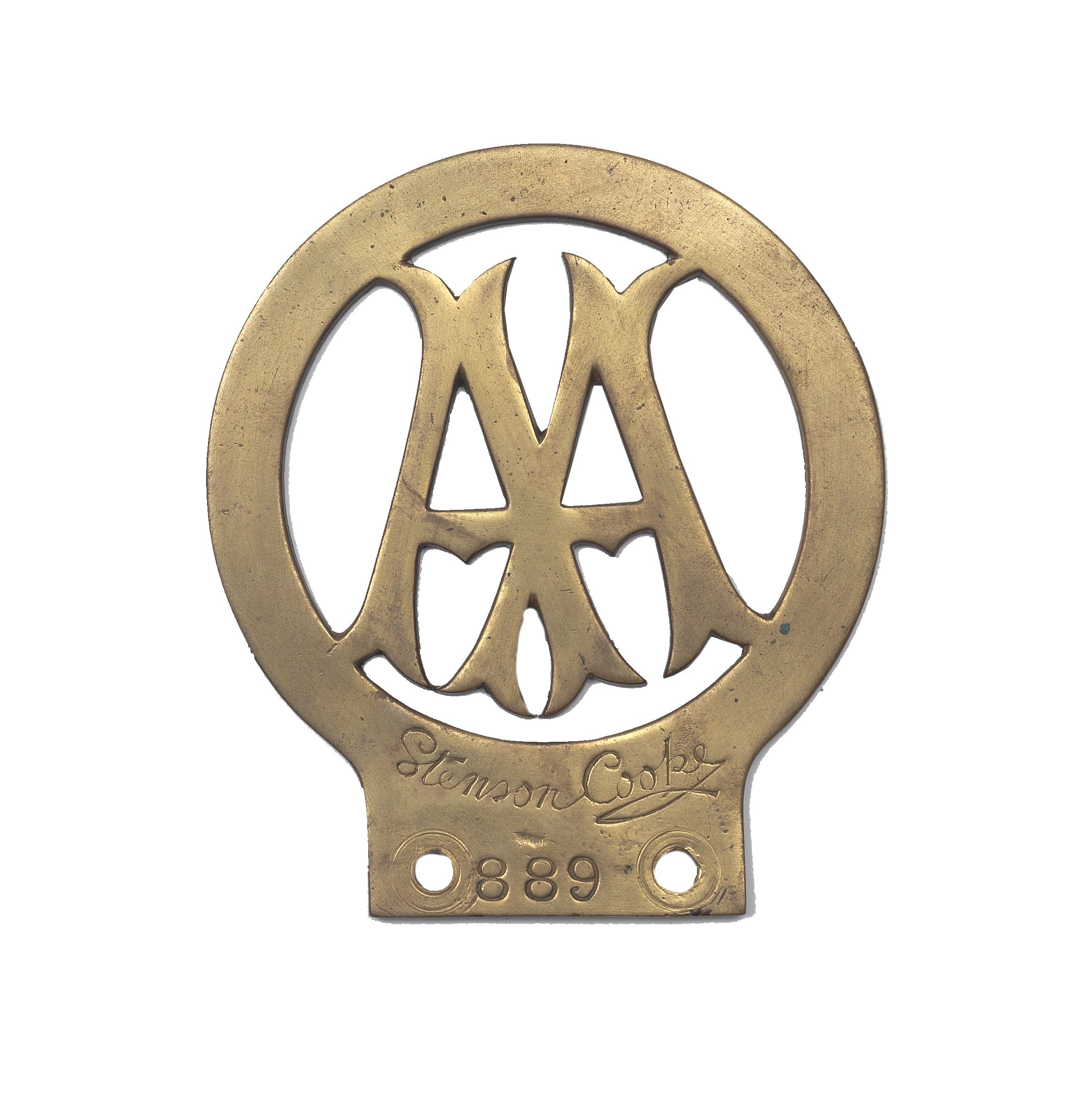 Bonhams Cars : An early brass Stenson Cooke 'AA' member's badge, 1906,