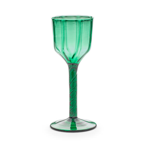 Bonhams A Fine Emerald Green Tinted Airtwist Wine Glass Circa 1750 60