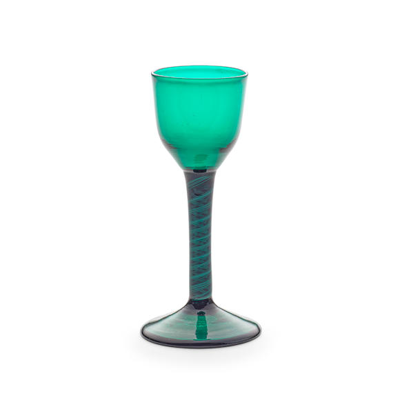Bonhams A Rare Emerald Green Tinted Opaque Twist Wine Glass Circa