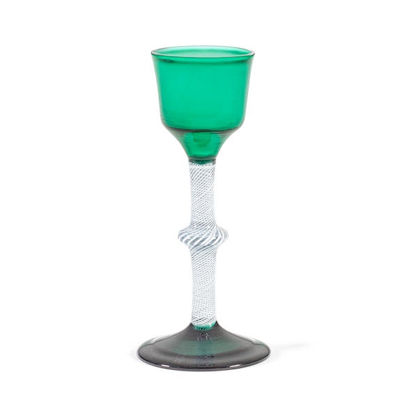 Bonhams A Very Rare Opaque Twist Wine Glass With An Emerald Green