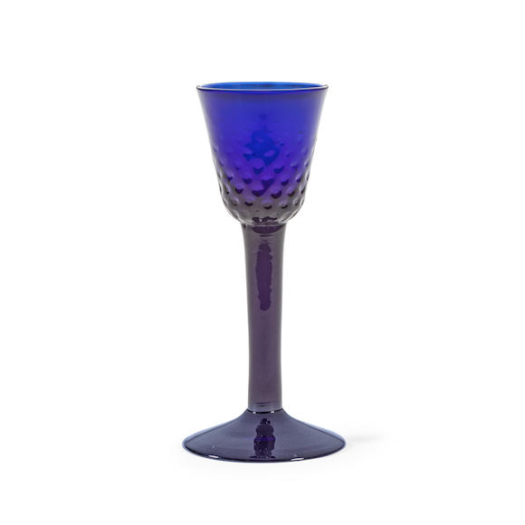 Bonhams A Very Rare Blue Tinted Plain Stem Wine Glass Circa 1750
