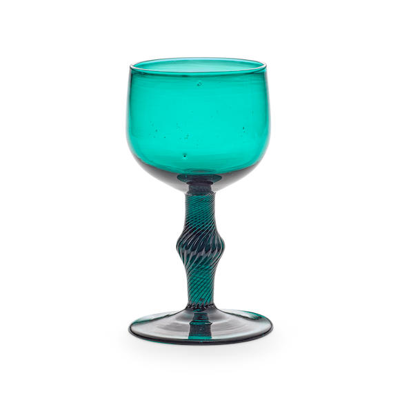 Bonhams An Emerald Green Tinted Incised Twist Wine Glass Circa 1760
