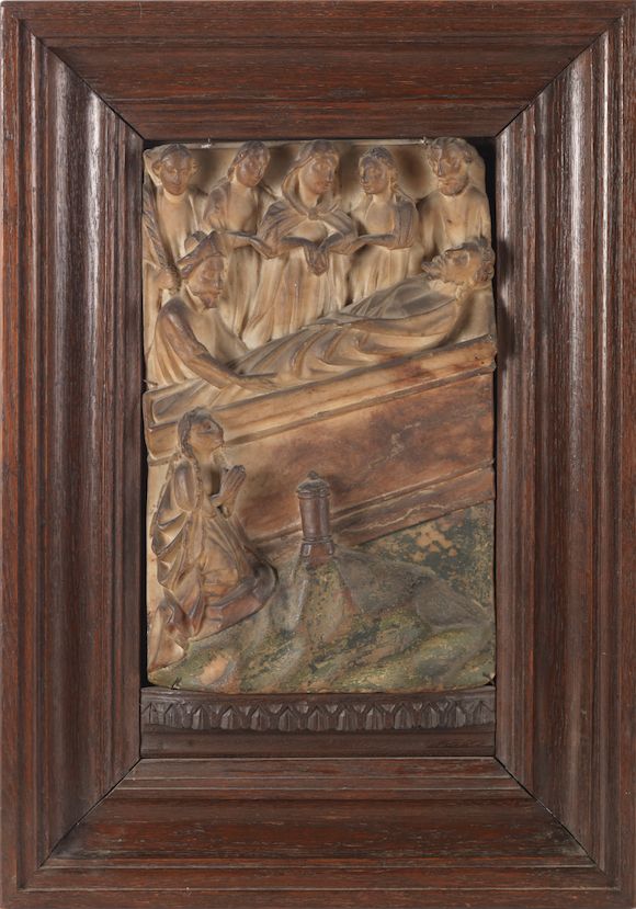 Bonhams : A Medieval Nottingham carved alabaster relief panel depicting ...