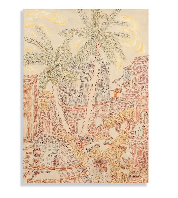 Bonhams : Inji Efflatoun (Egypt, 1924-1989) Village Scene