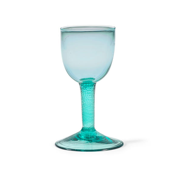 Bonhams A Green Tinted Incised Twist Wine Glass Circa 1760