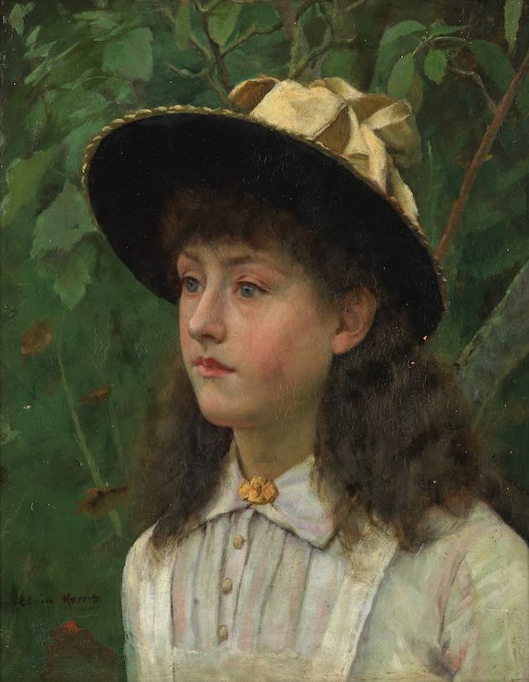 Bonhams : Edwin Harris, RBSA (British, 1855-1906) Portrait of a girl in ...