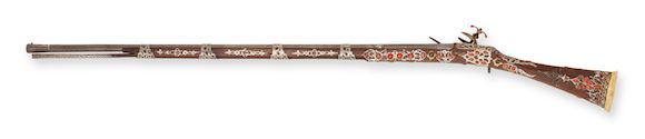 Bonhams : An Ottoman coral-inlaid silver mounted flintlock gun Algeria ...