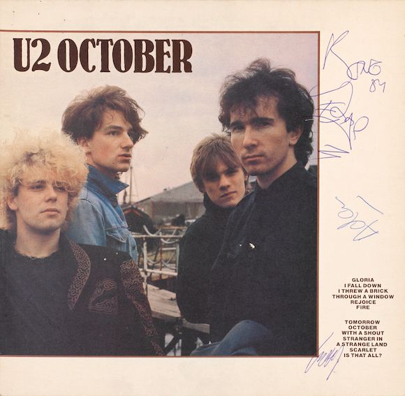 Bonhams : U2: An Autographed Sleeve For The October Album, 1981