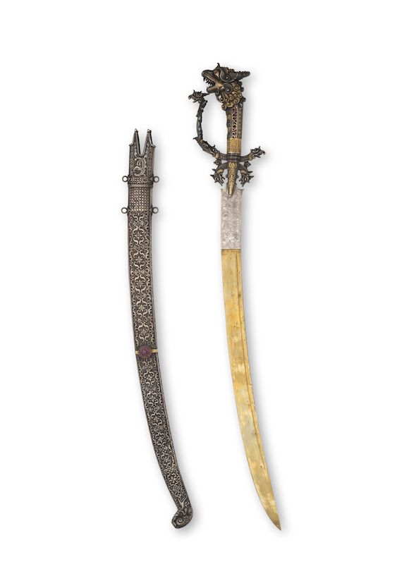 Bonhams : A Singhalese ruby-set parcel-gilt silver kastane Ceylon, 18th ...