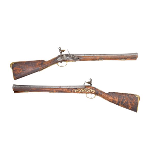 Bonhams : A Rare Pair Of Flintlock Brass-Mounted Blunderbusses