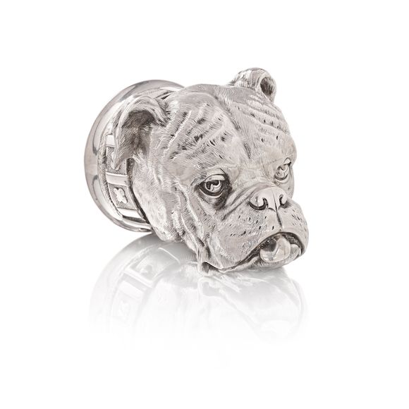 Bonhams : A Victorian silver stirrup cup, finely cast as a Boxer Thomas ...