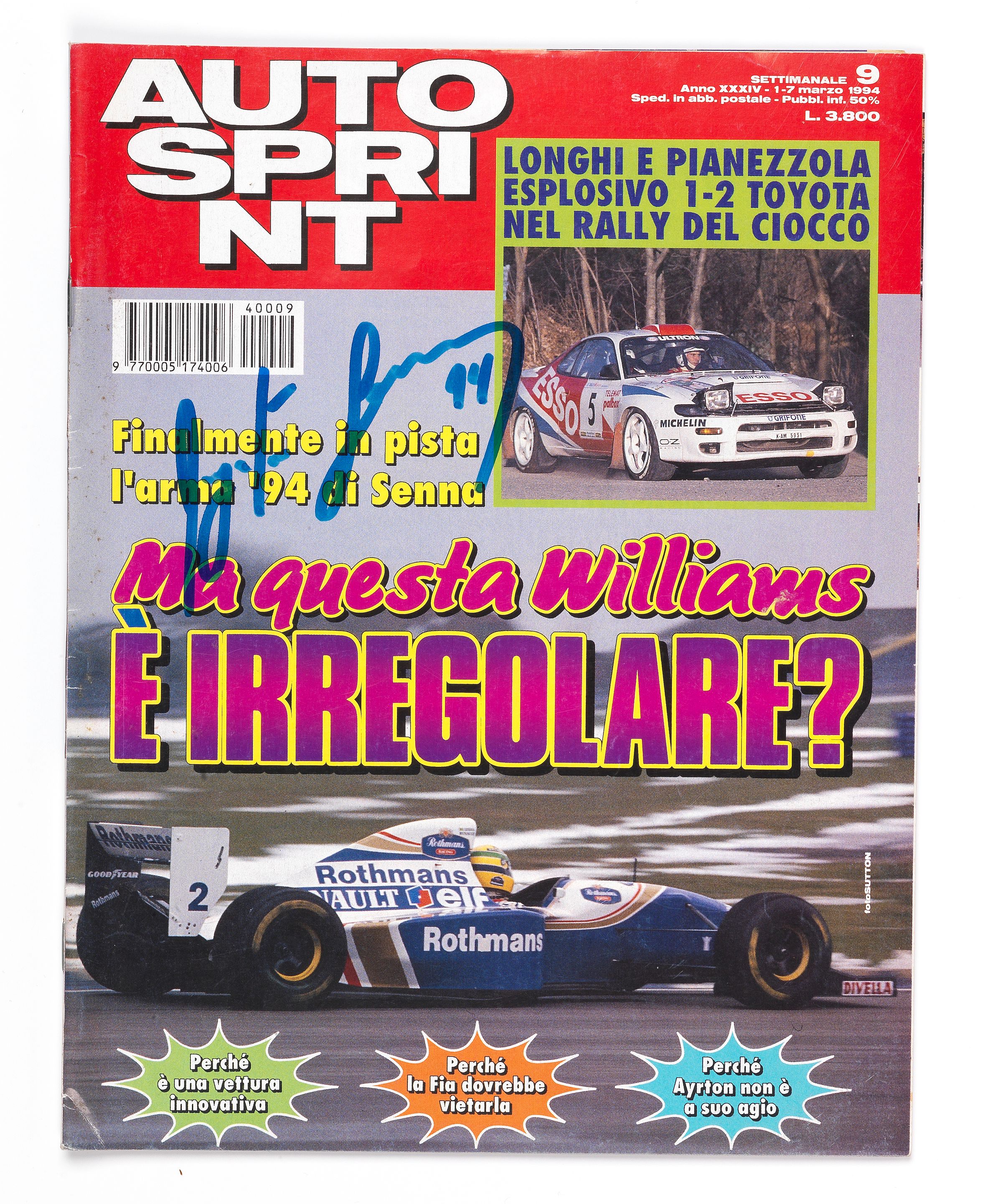 Bonhams Cars : A 1994 issue of Auto Sprint signed on the cover by ...