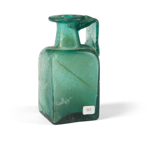 Bonhams A Gallo Roman Green Glass Square Sided Jug