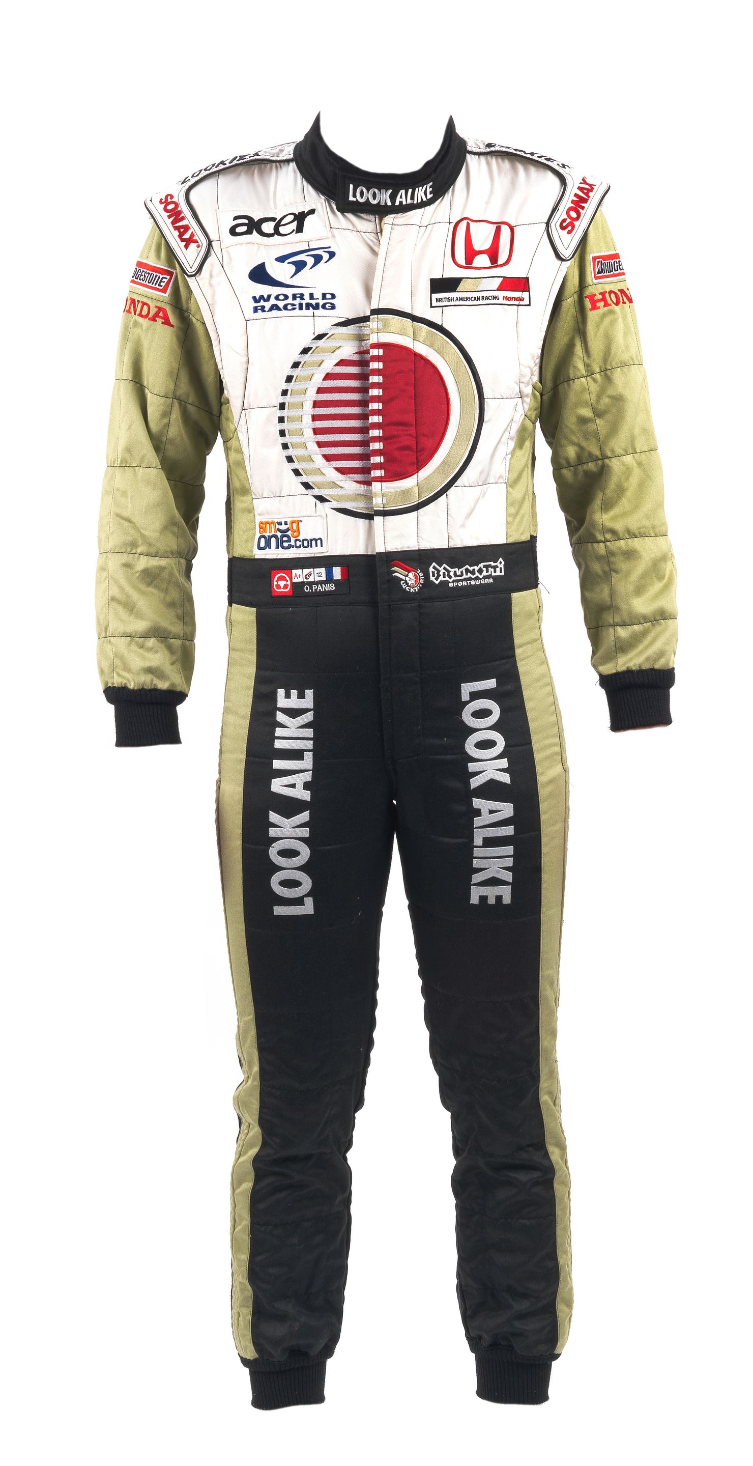 Bonhams Cars : A set of Olivier Panis BAR Honda race overalls by SPARCO believed for the 2001 ...