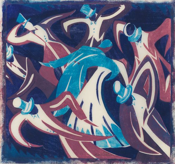 Bonhams : Lill Tschudi (Swiss, 1911-2004) Dancers Linocut printed in ...