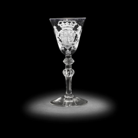 Bonhams A Good Dutch Engraved Royal Armorial Light Baluster Wine