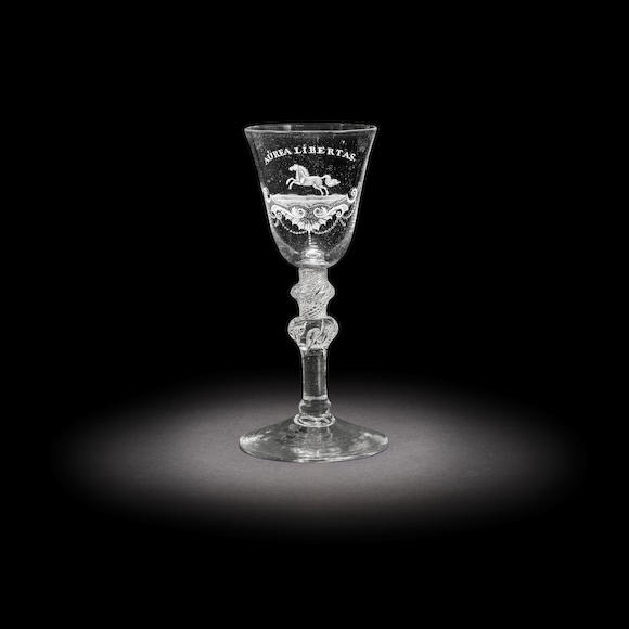 Bonhams A Fine Dutch Engraved Liberty Light Baluster Wine Glass