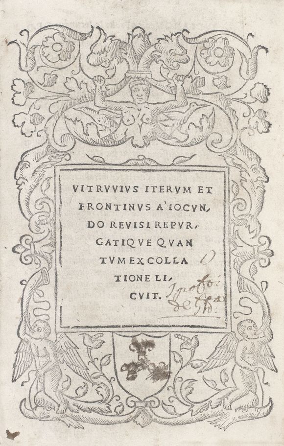Bonhams : VITRUVIUS POLLIO (MARCUS) Vitruvius iterum et Frontinus a ...