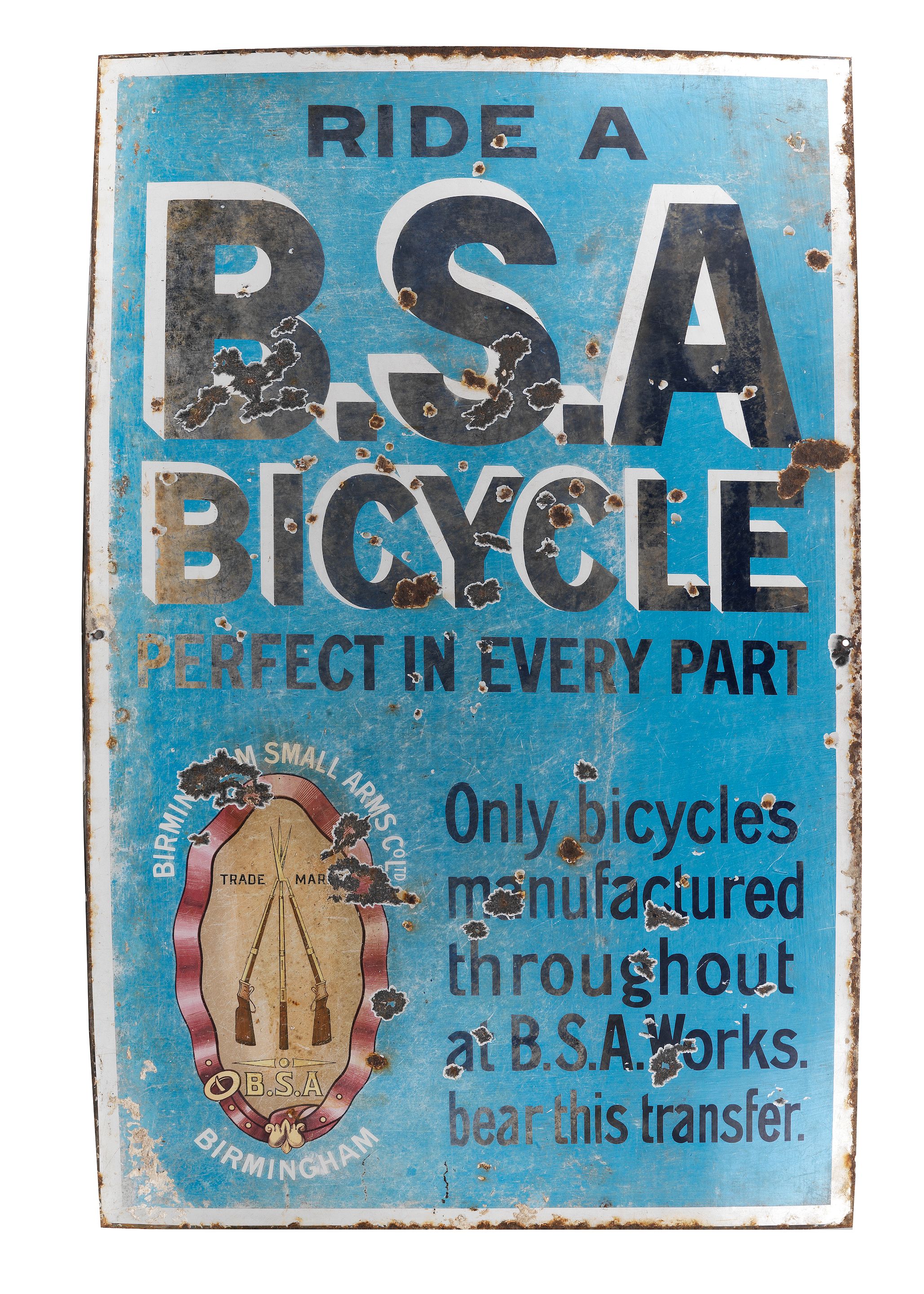 Bonhams Cars : A "Ride a BSA Bicycle" enamel sign,