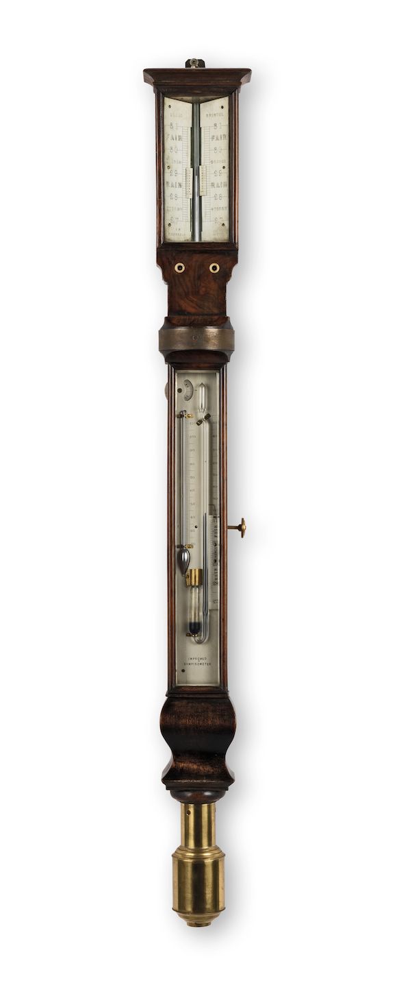 Bonhams : A mid-19th century walnut marine barometer with Improved ...