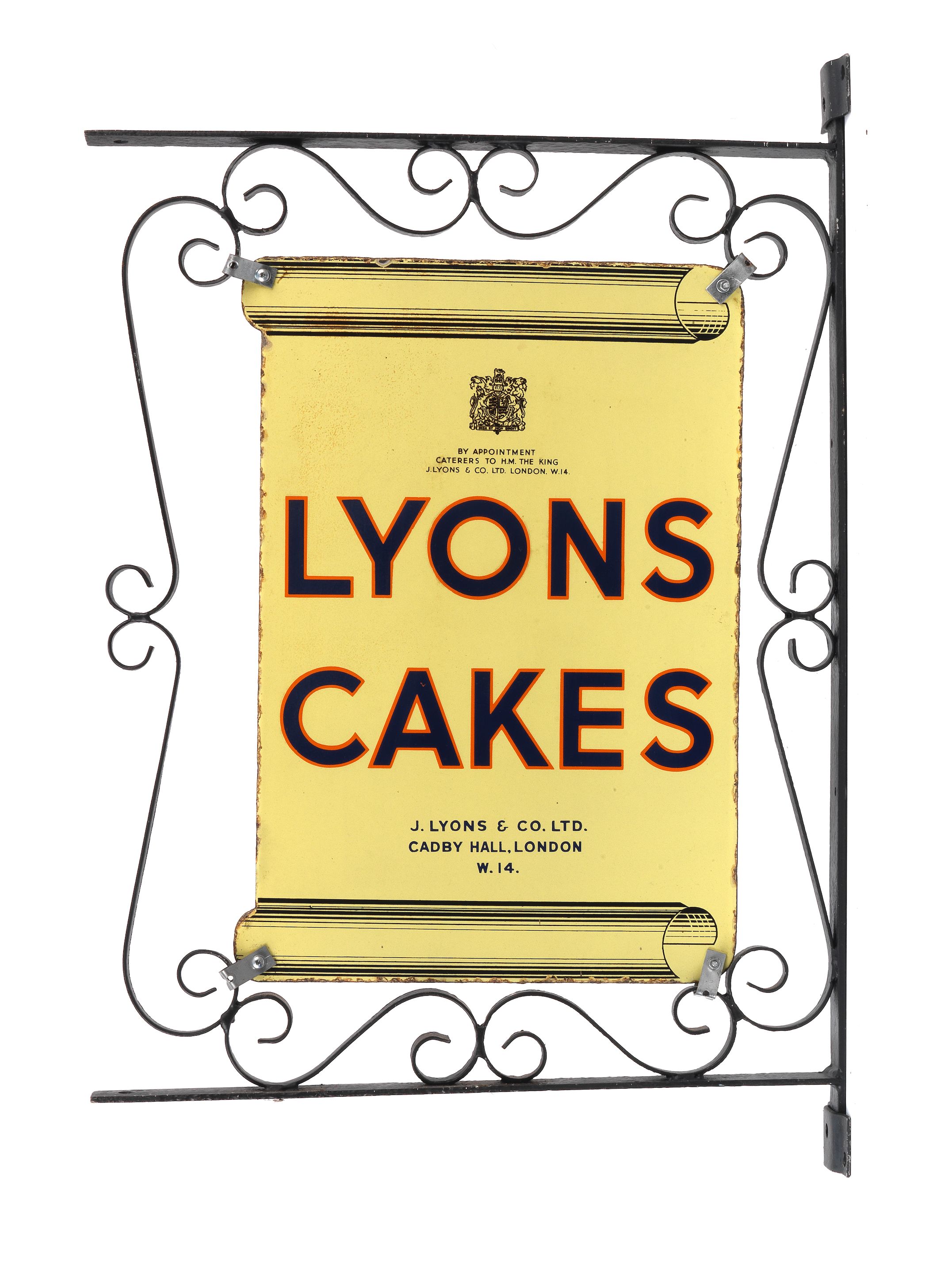 Bonhams Cars : A Lyons Cakes enamel sign,