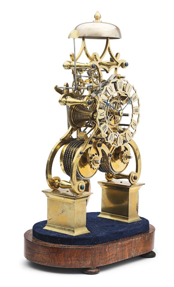 Bonhams : A good 19th century brass skeleton clock with deadbeat ...