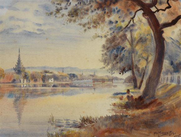 Bonhams : Maung Maung Gyi (Burmese, 1890-1942) Mandalay Palace Moat, Burma