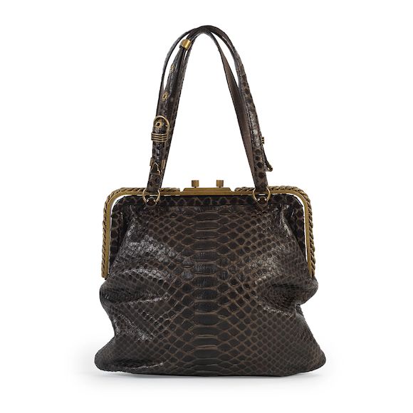 Bonhams : Bottega Veneta: a Brown Python Frame Bag c.2006 (includes ...