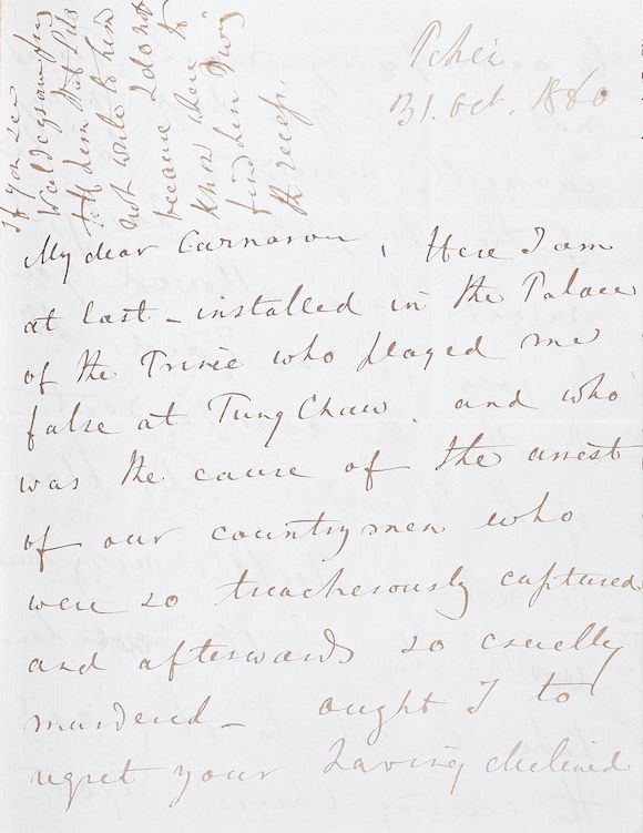 Bonhams : CHINA – CONVENTION OF PEKING & THE SECOND OPIUM WAR Autograph ...