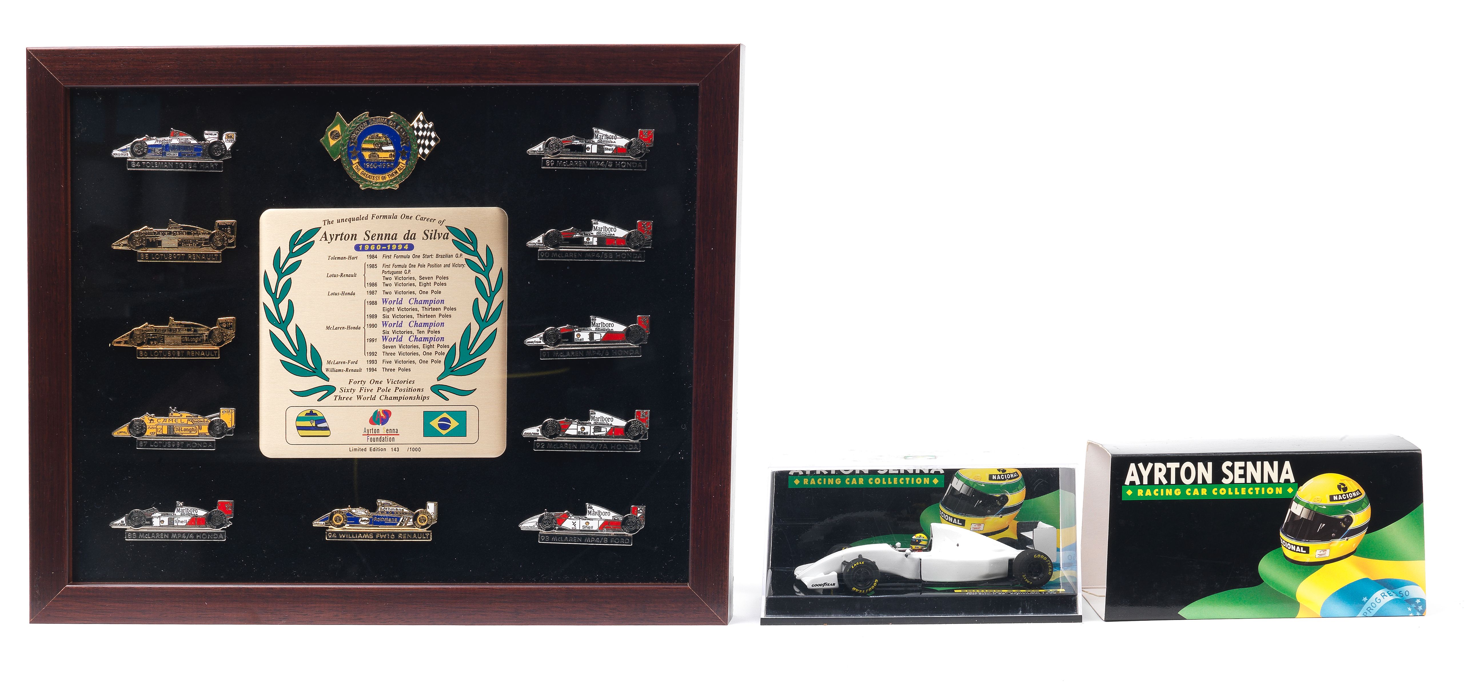 Bonhams Cars : A limited edition glazed cased display set of Ayrton ...
