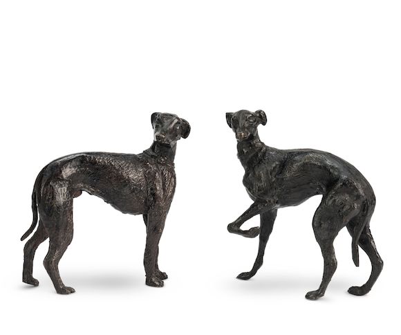 Bonhams : A pair of bronze models of whippets First seen in Season 2 (2)