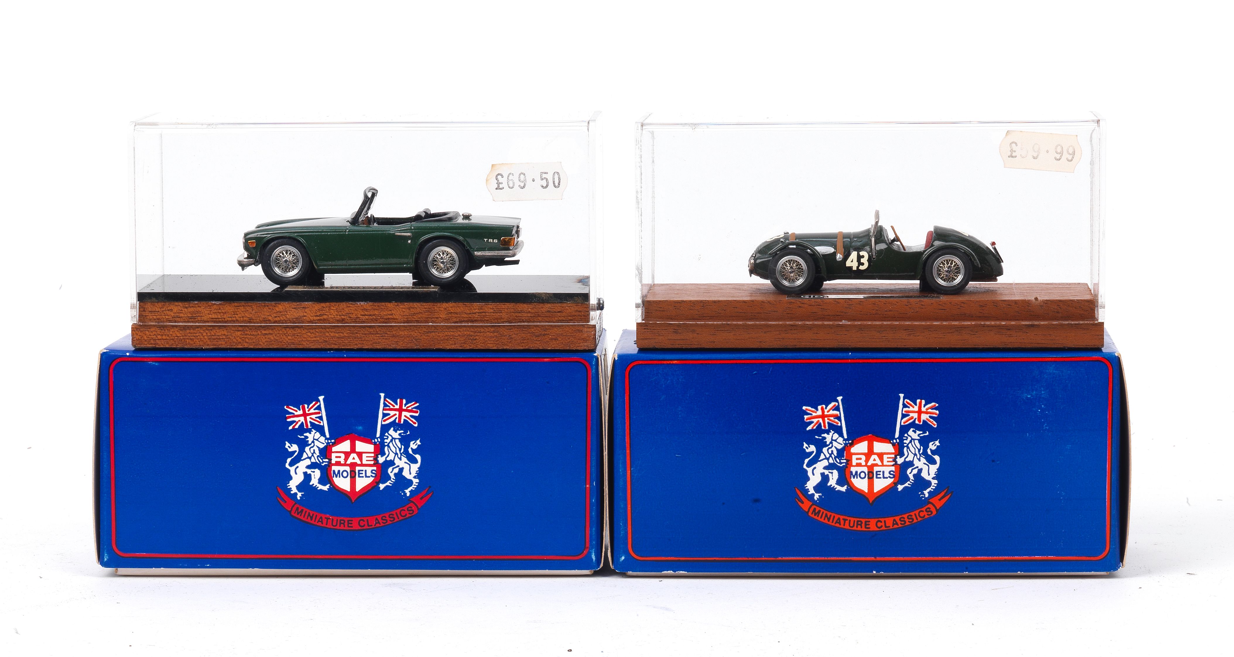 Bonhams Cars : Two boxed 1:43 scale white metal models by RAE Models, ((2))