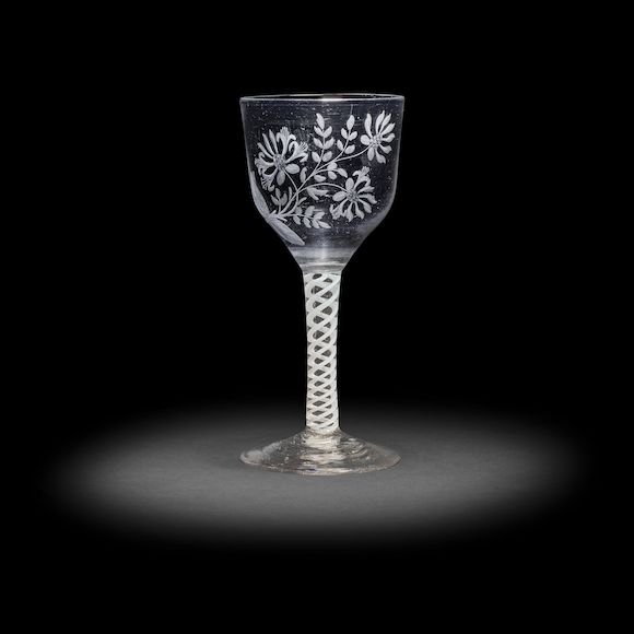 Bonhams : A rare engraved opaque twist goblet of possible Jacobite ...