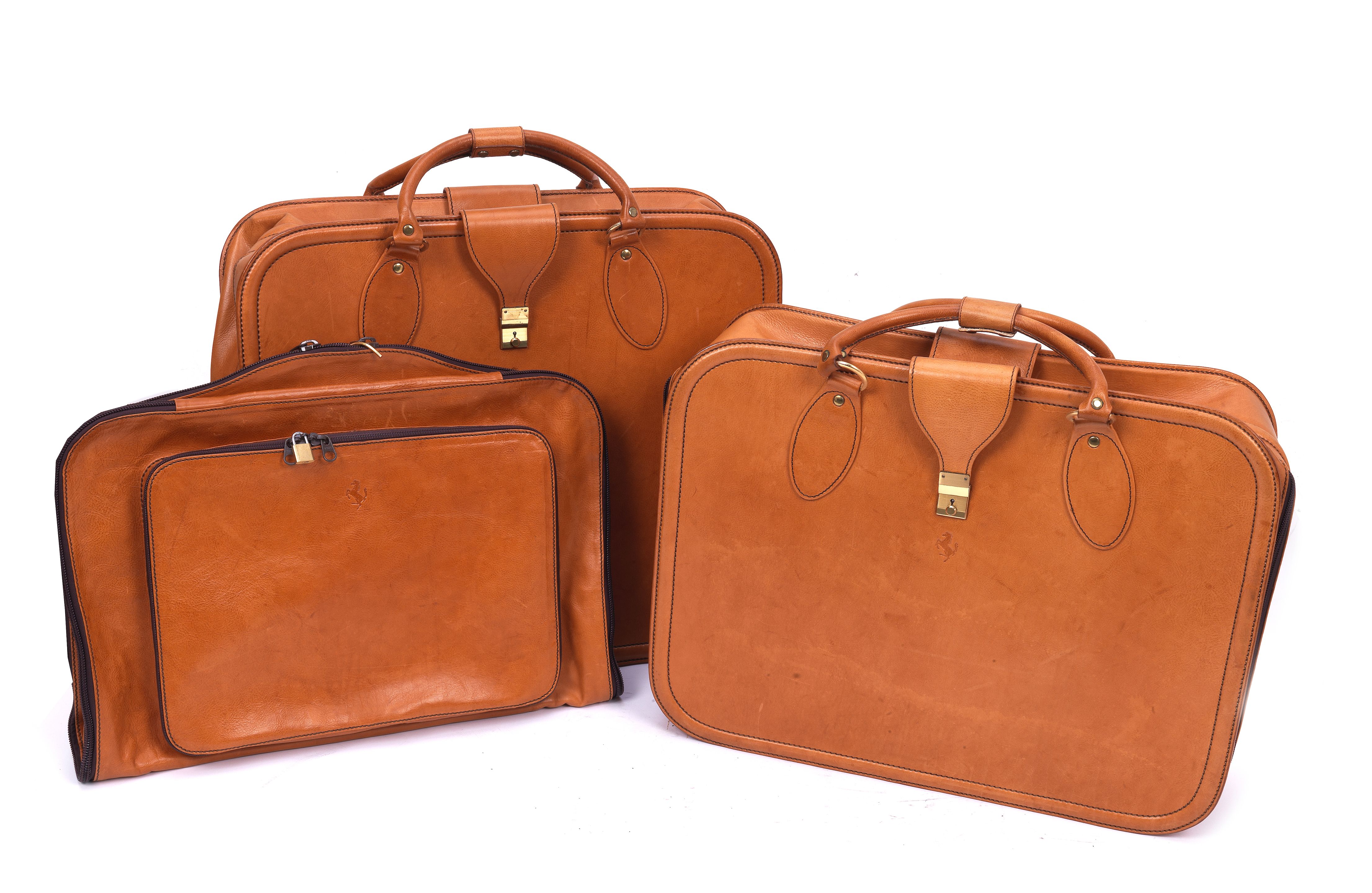 Bonhams Cars : A three-piece set of leather luggage for Ferrari 348 by ...