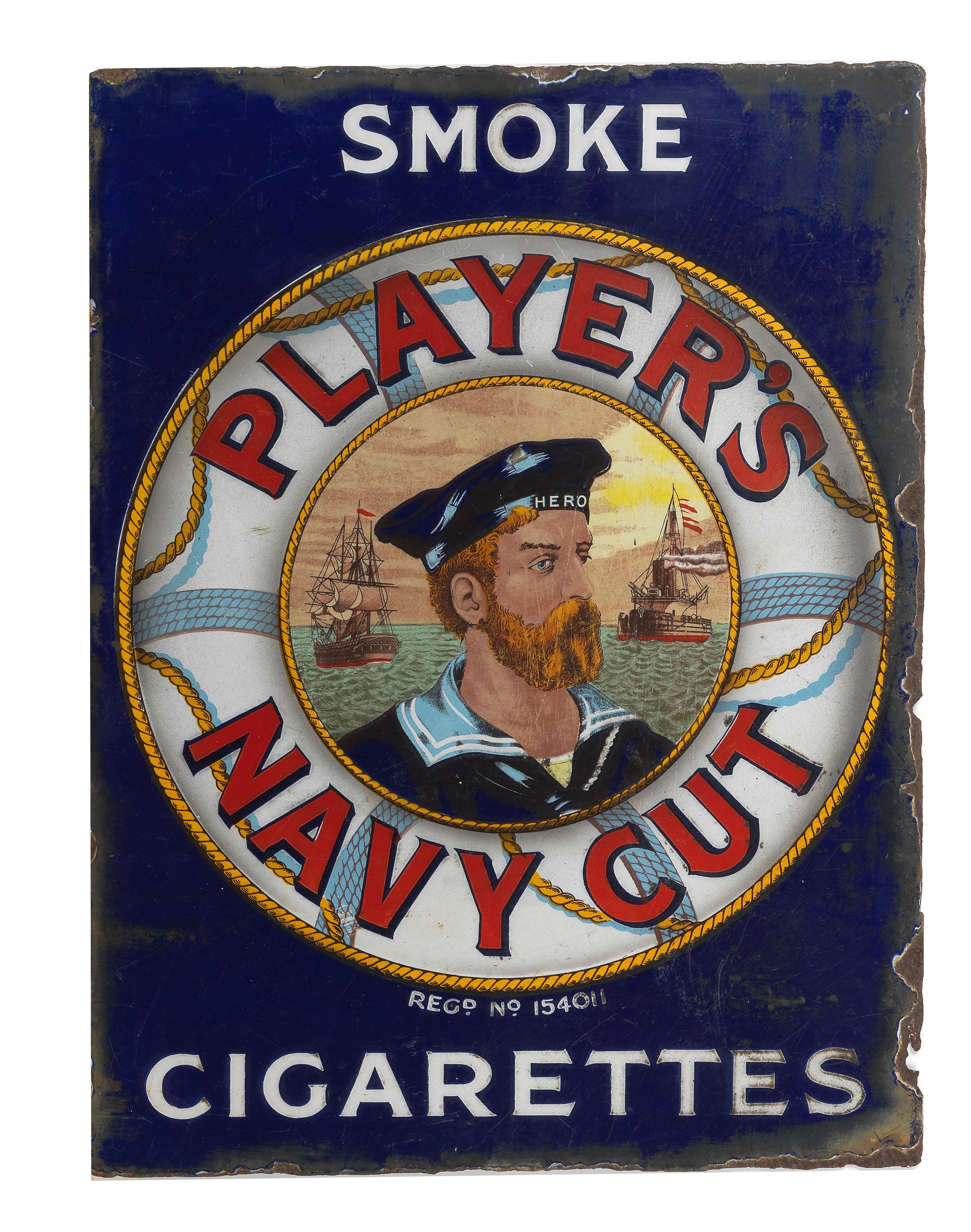 Bonhams Cars : A Smoke Player's Navy Cut Cigarettes enamel sign,