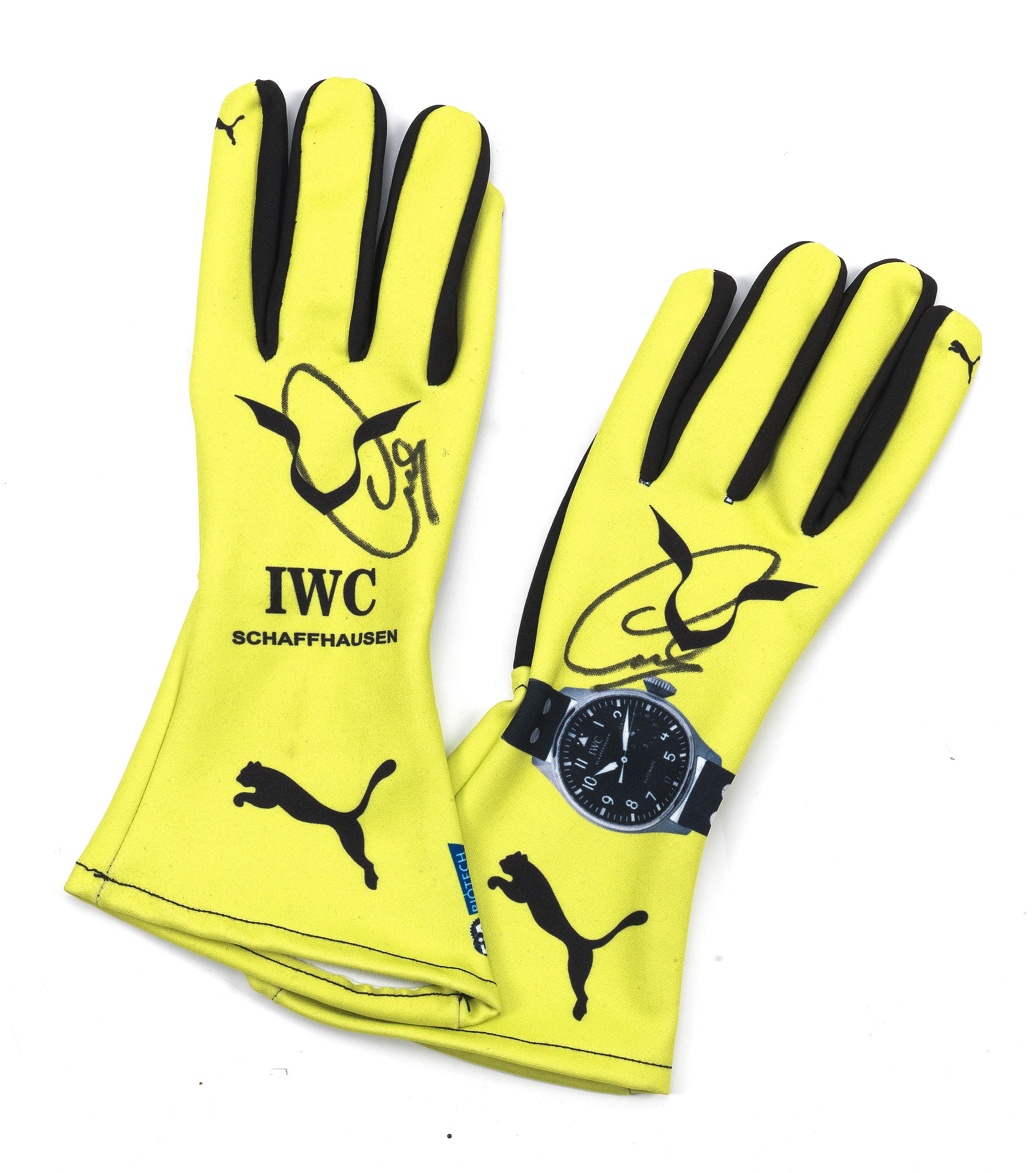 Bonhams Cars : A replica pair of gloves, signed Lewis Hamilton 2023, ((2))