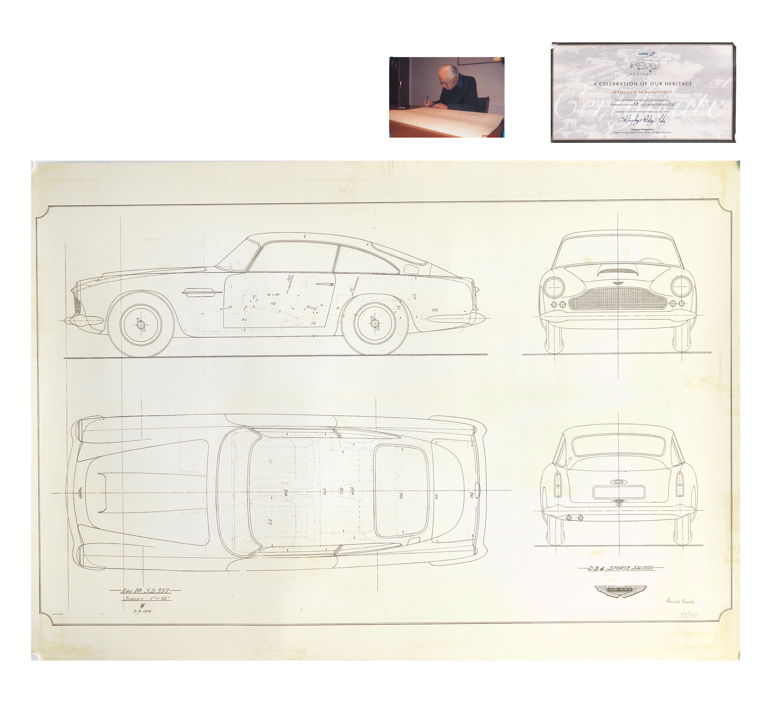 Bonhams Cars : A limited edition 'blueprint' of the Aston Martin DB4 ...
