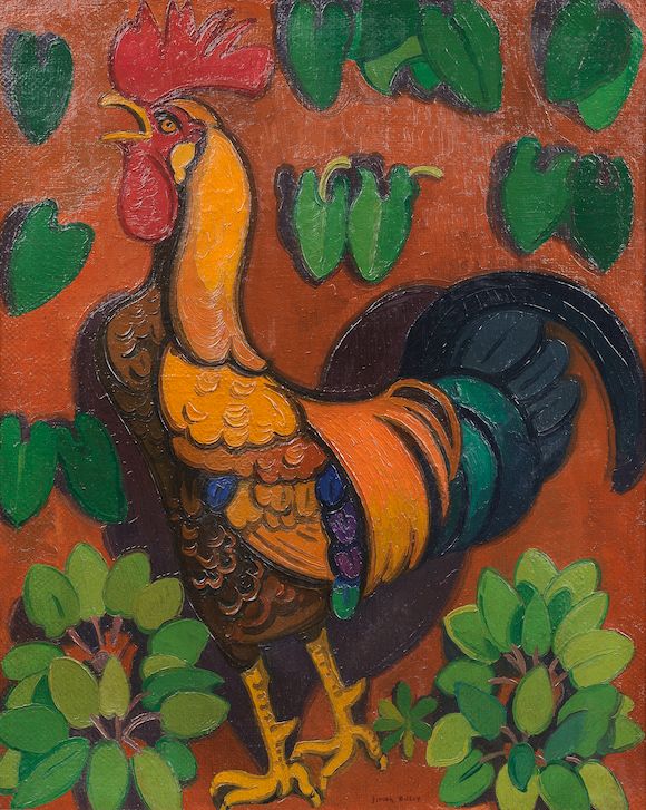 Bonhams : Simon Albert Bussy (British, 1870-1954) Rooster 81.4 x 66.1 ...