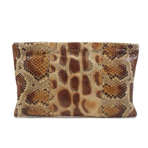 Bonhams : Prada: a Natural Python Envelope Clutch (includes dust bag)