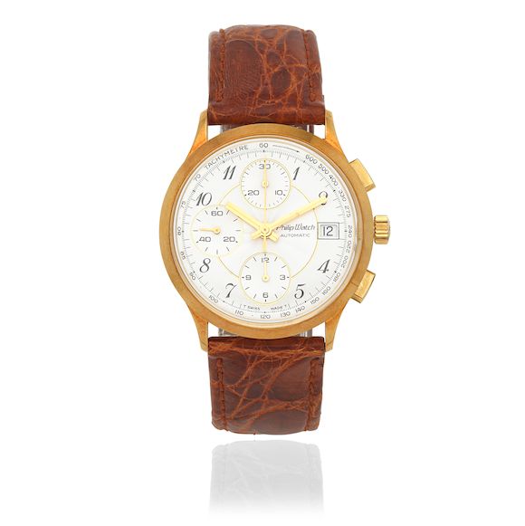 Bonhams : Philip Watch. An 18K gold automatic calendar chronograph ...