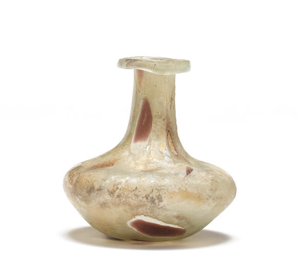 Bonhams A Roman Colourless Glass Flask With Mosaic Glass Inclusions