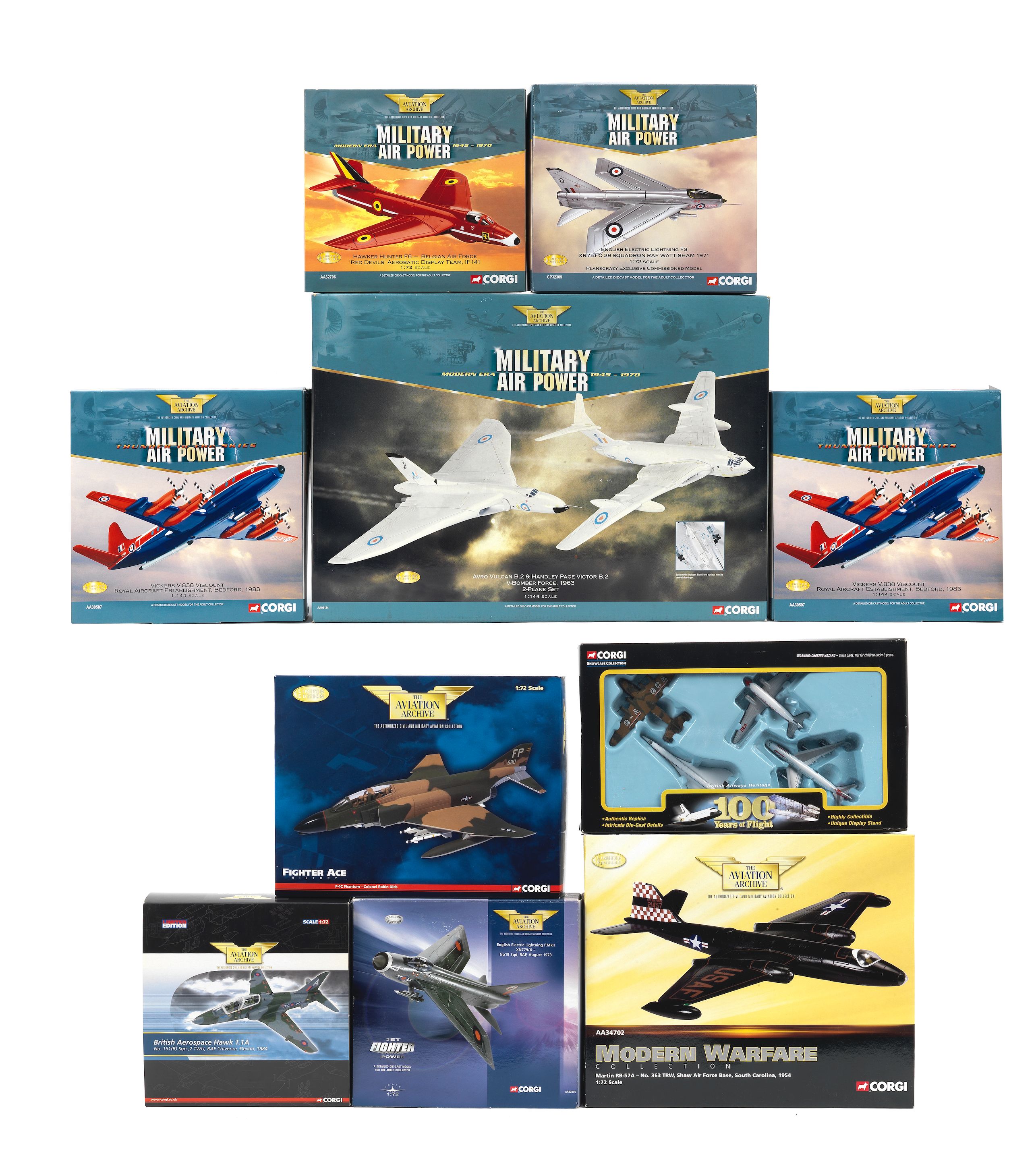 Bonhams Cars : Ten boxed limited edition die-cast scale models of modern era aircraft by Corgi ...