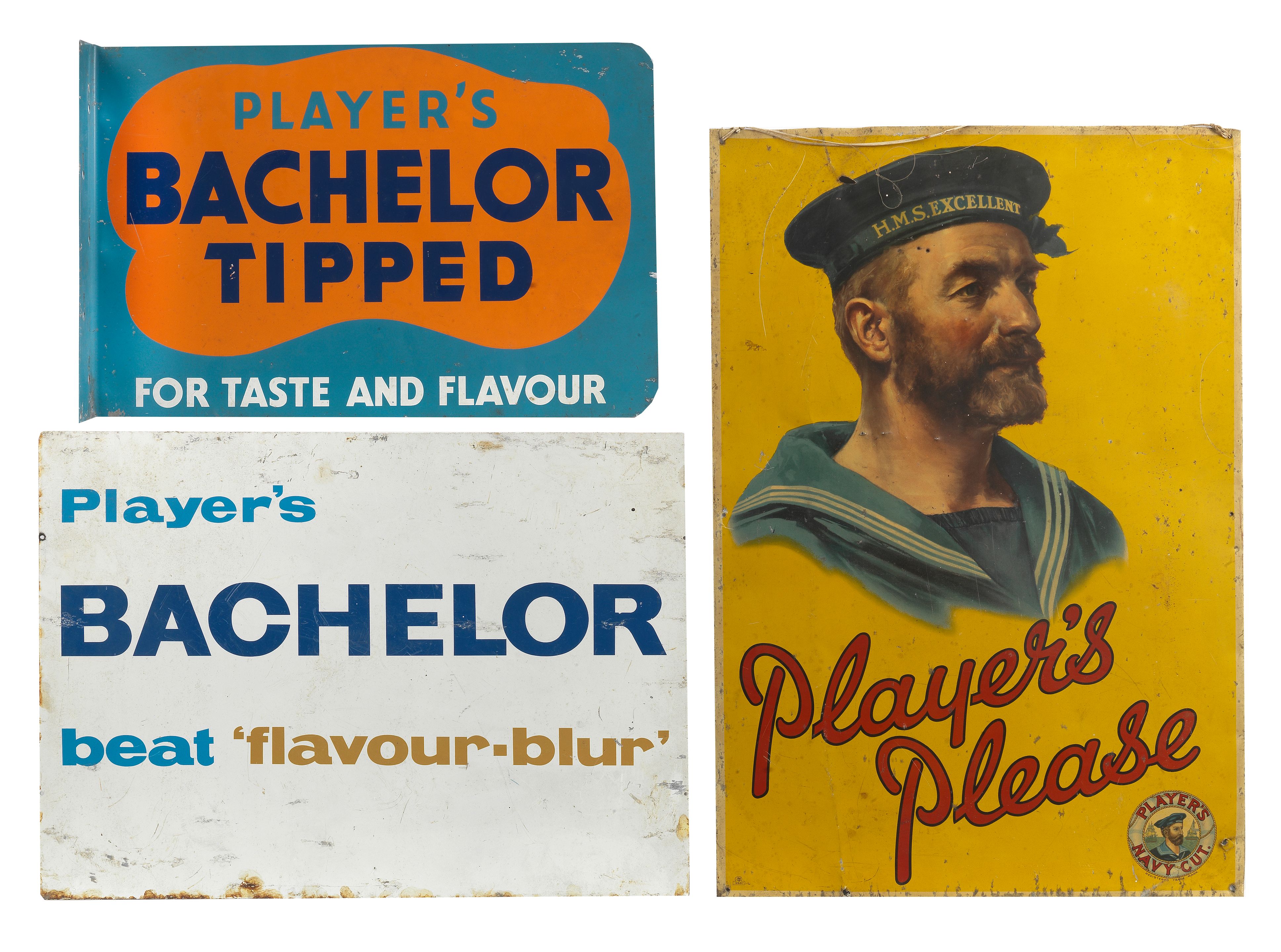 Bonhams Cars : Three Player's tinplate advertising signs, ((3))