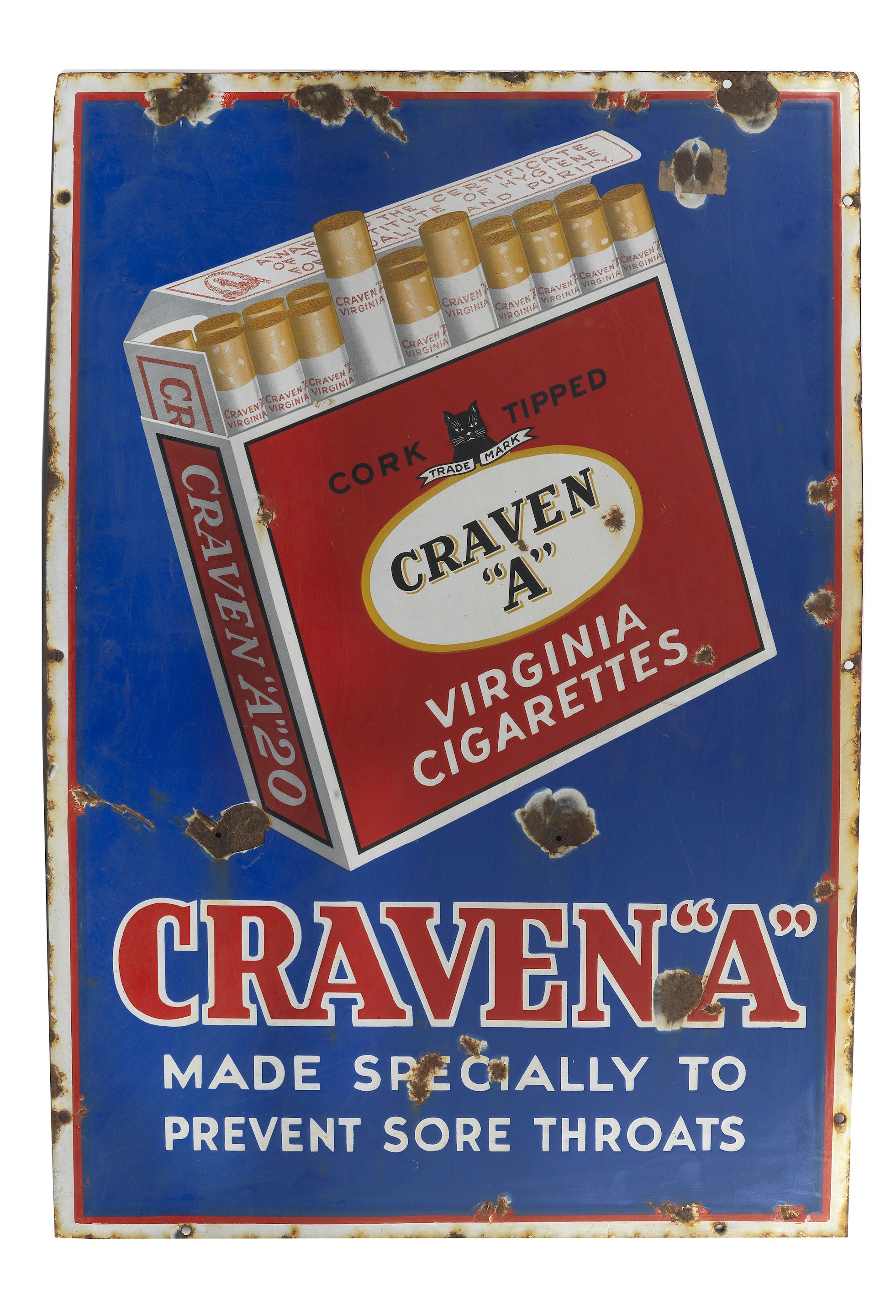 Bonhams Cars : A Craven A Virginia Cigarettes enamel sign