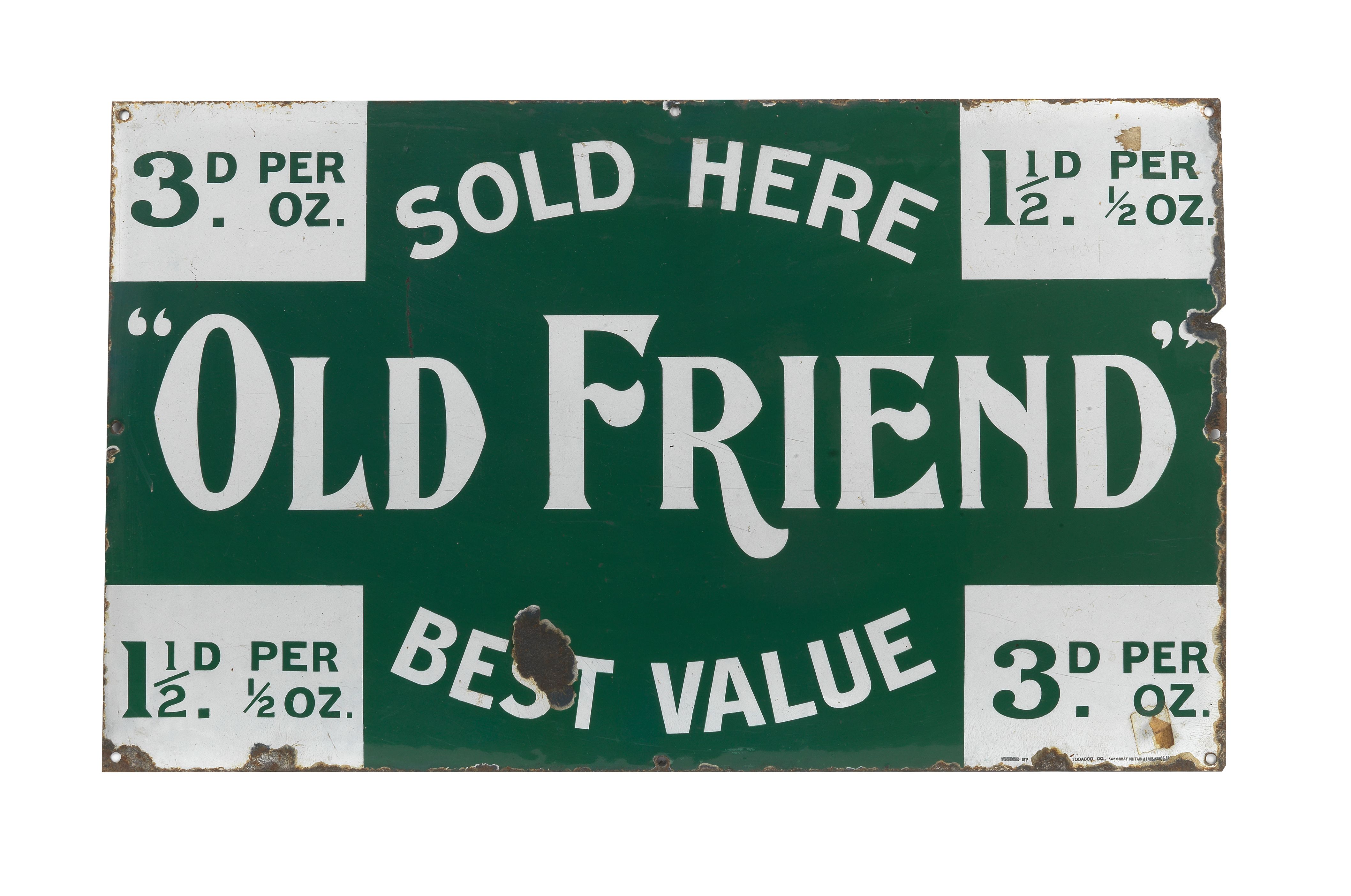 Bonhams Cars : An 'Old Friend' enamel sign,
