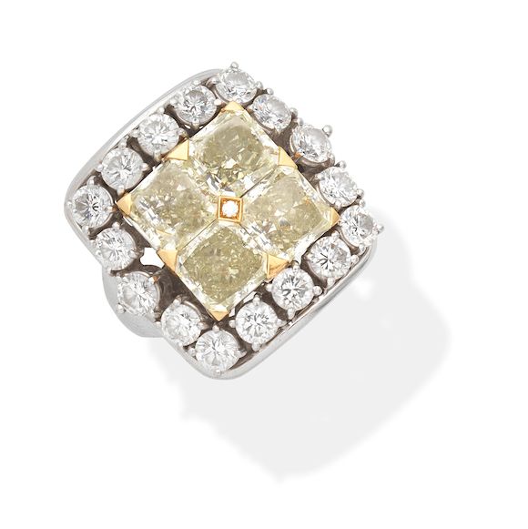 Bonhams : REPOSSI COLOURED DIAMOND AND DIAMOND RING,